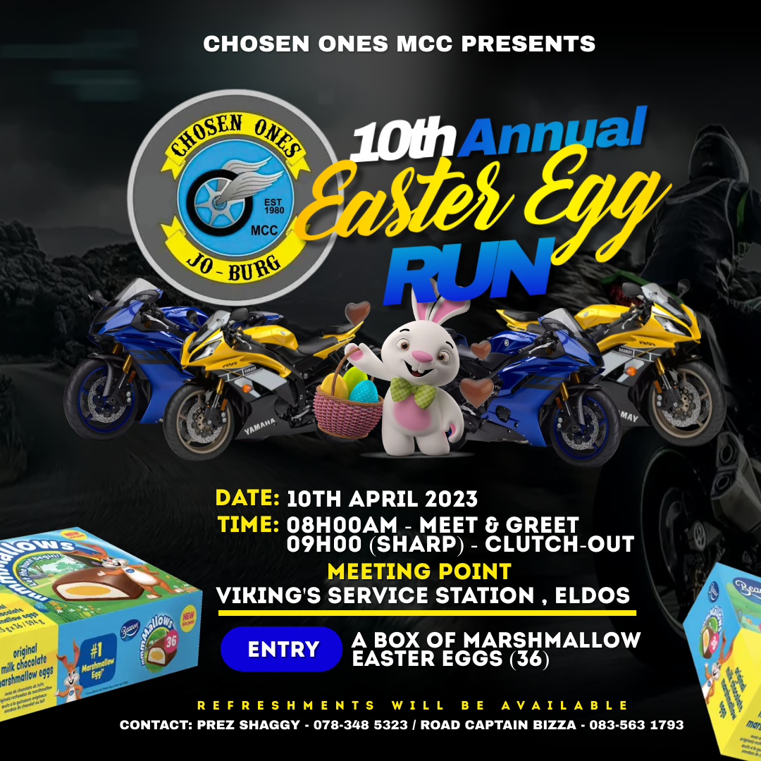 Chosen Ones Easter Egg Run Poster rev.1 - ZA Bikers / ZA Lifestyle